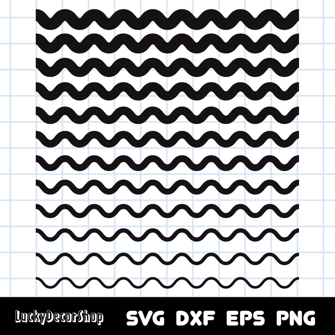 12 Wave Lines in Different Strokes SVG, Wave Line Strokes SVG, Wave ...