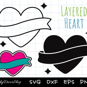 Heart SVG, Layered Heart Svg, Heart Design, Love SVG, Cut Files ...