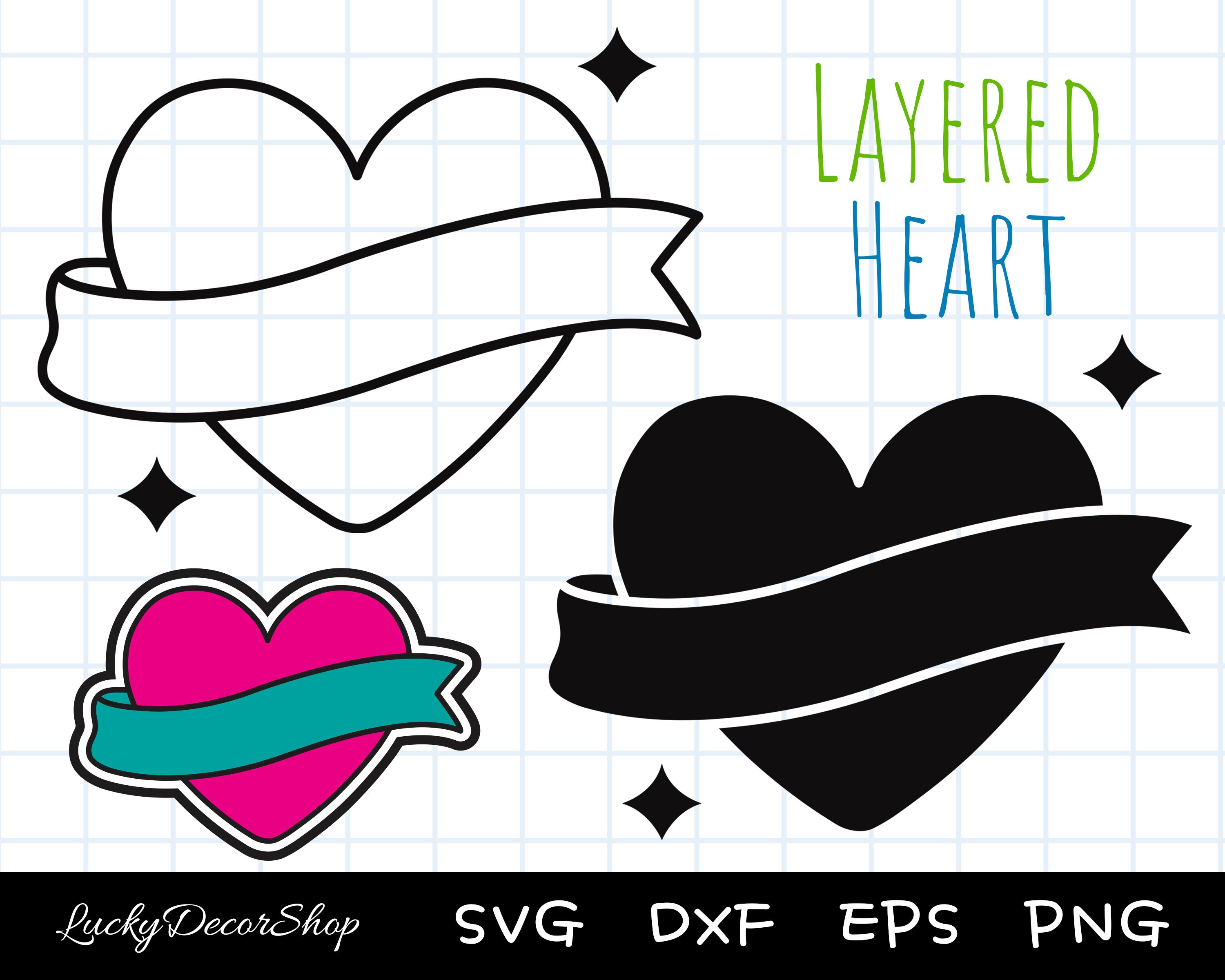 Corazón SVG Corazón en capas svg Diseño de corazón Amor - Etsy México