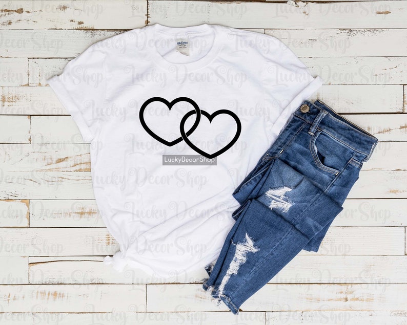 Connected Hearts SVG: Double Linked Hearts Cut Files (digital Download ...