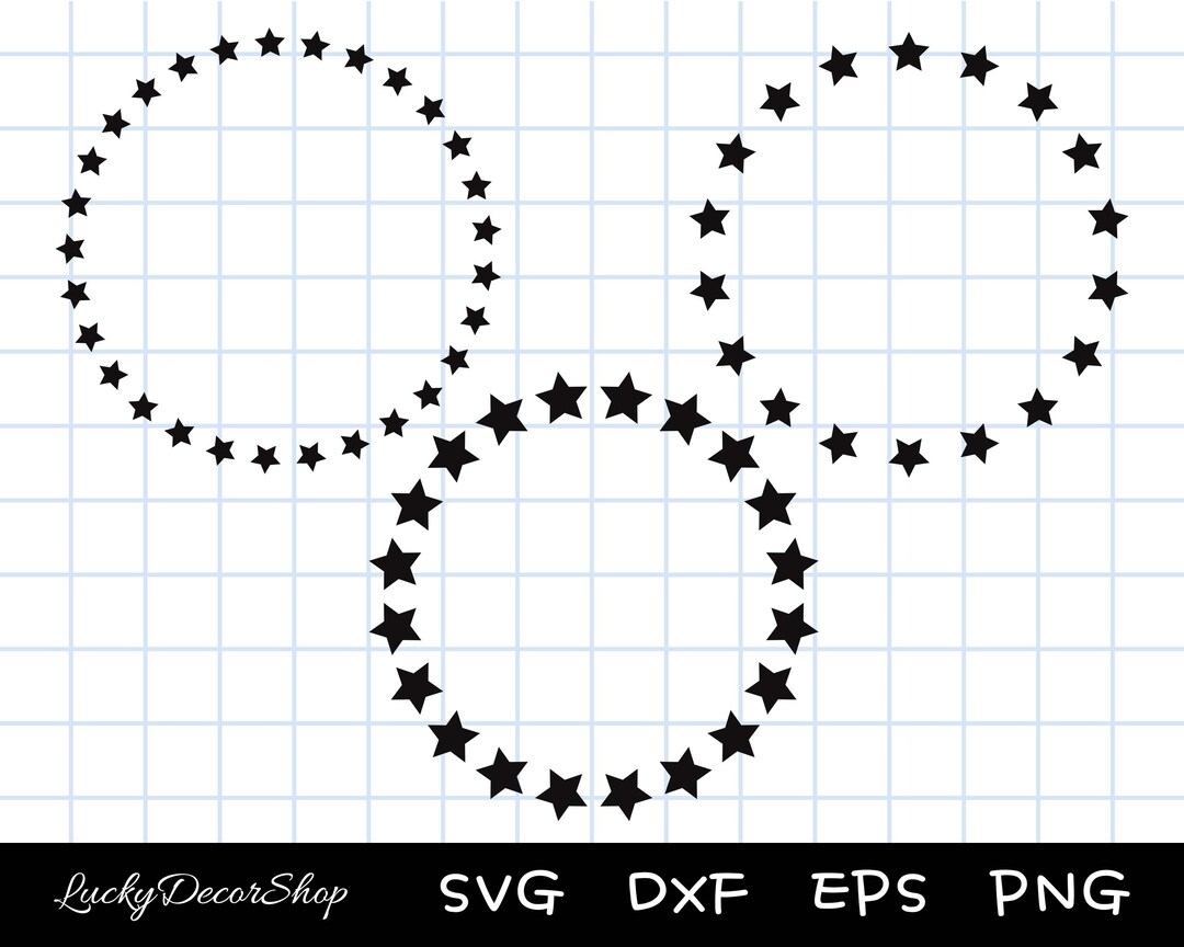 Star Circle Frame SVG, Circle Star Frame SVG, Cut Files, Silhouette ...