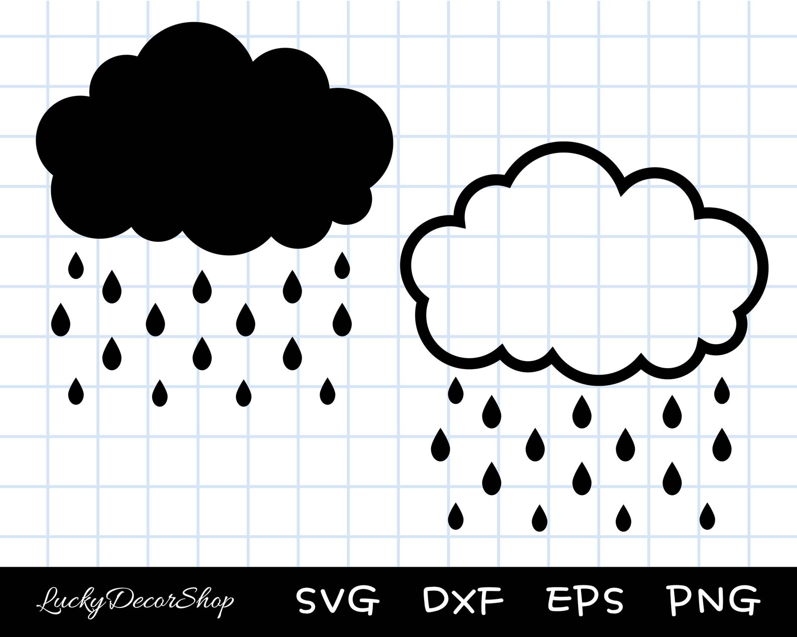 Rain Cloud SVG Cloud SVG Cloud Outline Silhouette Cricut - Etsy