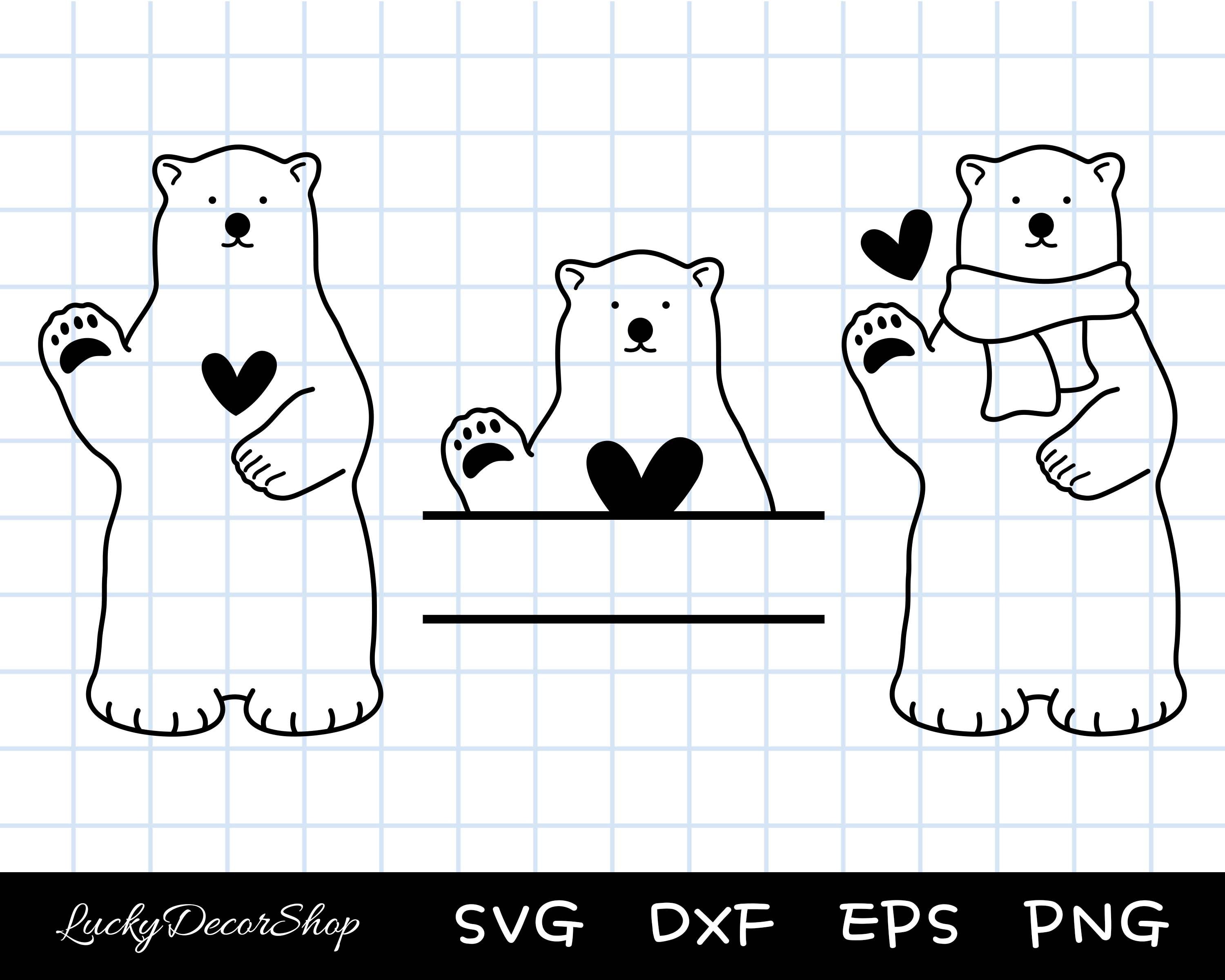 Polar Bear Split Name Frame SVG: Winter Cut Files (digital Download) - Etsy