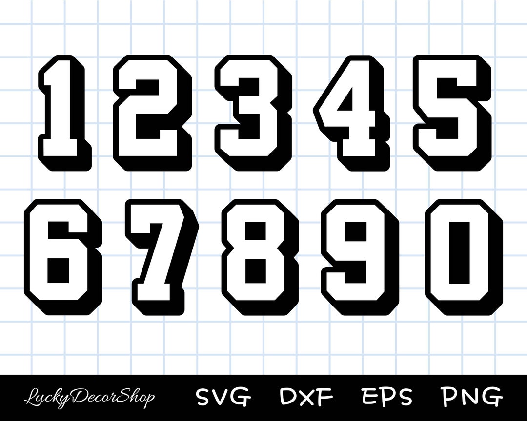 Numbers SVG, Sport Numbers SVG, 0-9 SVG, Numbers Cut Files, Silhouette ...