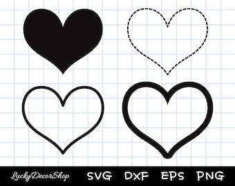 Heart Dotted Line Svg Heart Outline Svg Png Dxf Eps Pdf - Etsy