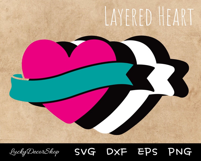 Heart SVG Layered Heart svg Heart Design Love SVG Cut | Etsy