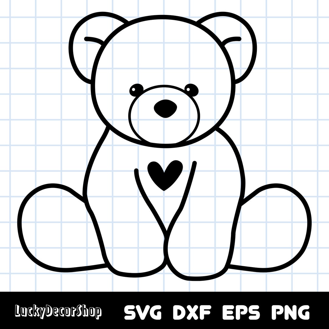 Teddy Bear SVG, Cute Bear, Instant Download, Cut Files, Silhouette ...