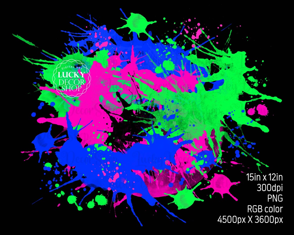 Splatter Background Neon Paint Splatter PNG Paint Splatter - Etsy