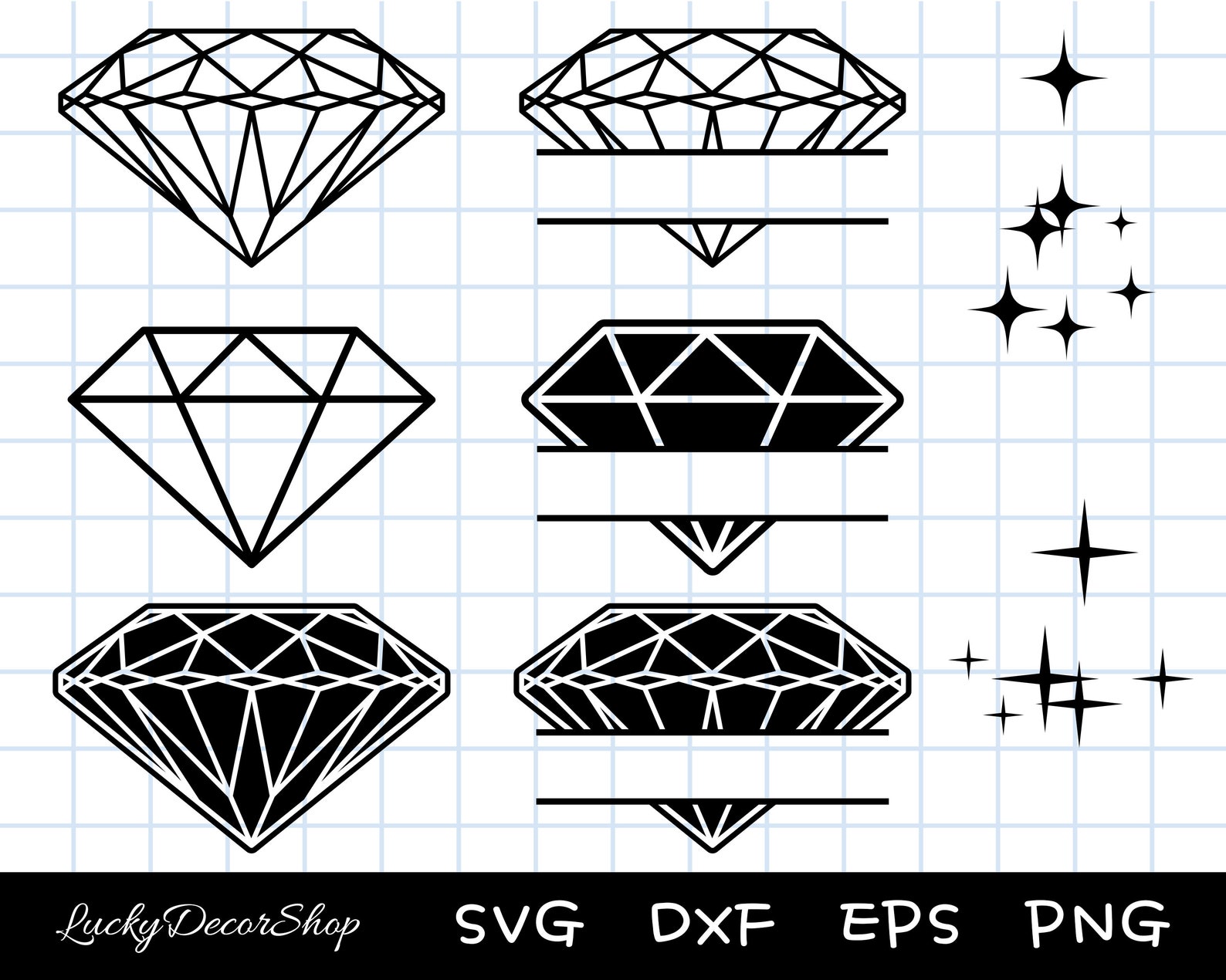 Diamond SVG, Diamond Cut Files, Diamond Clipart, Instant Download ...