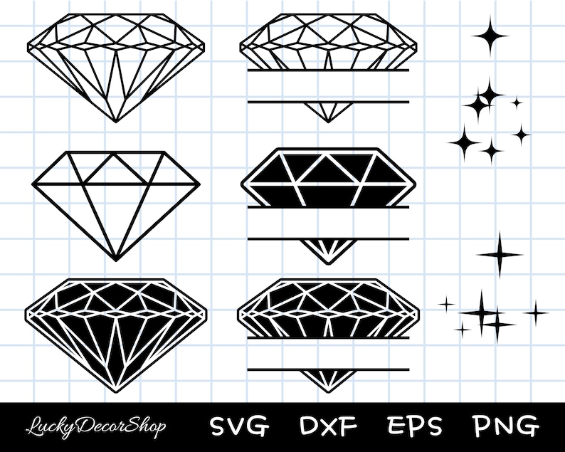 Diamond SVG, Diamond Cut Files, Diamond Clipart, Instant Download ...
