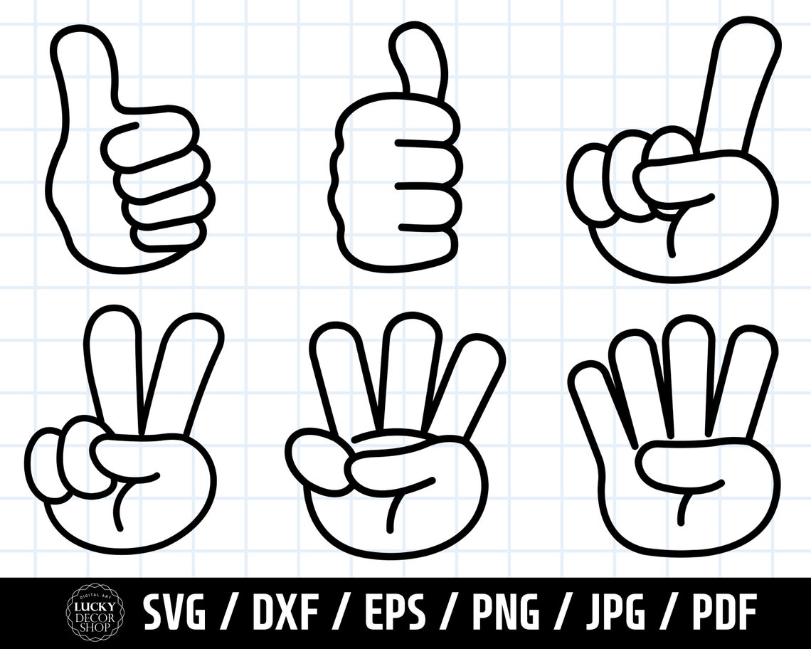 Finger Count SVG, Hand Count SVG, Hand Peace Sign, Hand Gesture Svg ...