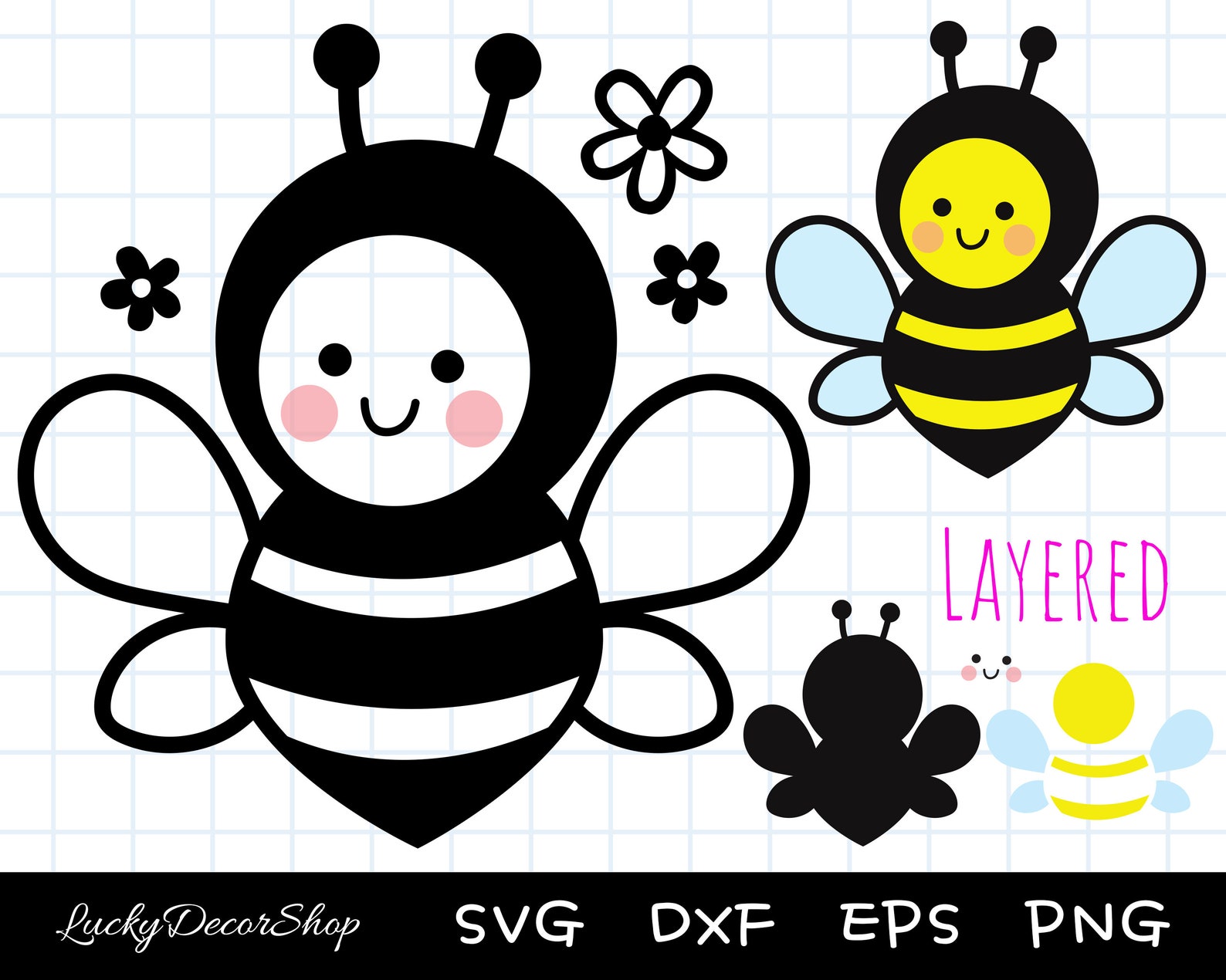Bee Svg Bee Dxf Cut File Bee Clipart Bee Silhouette Honey Etsy