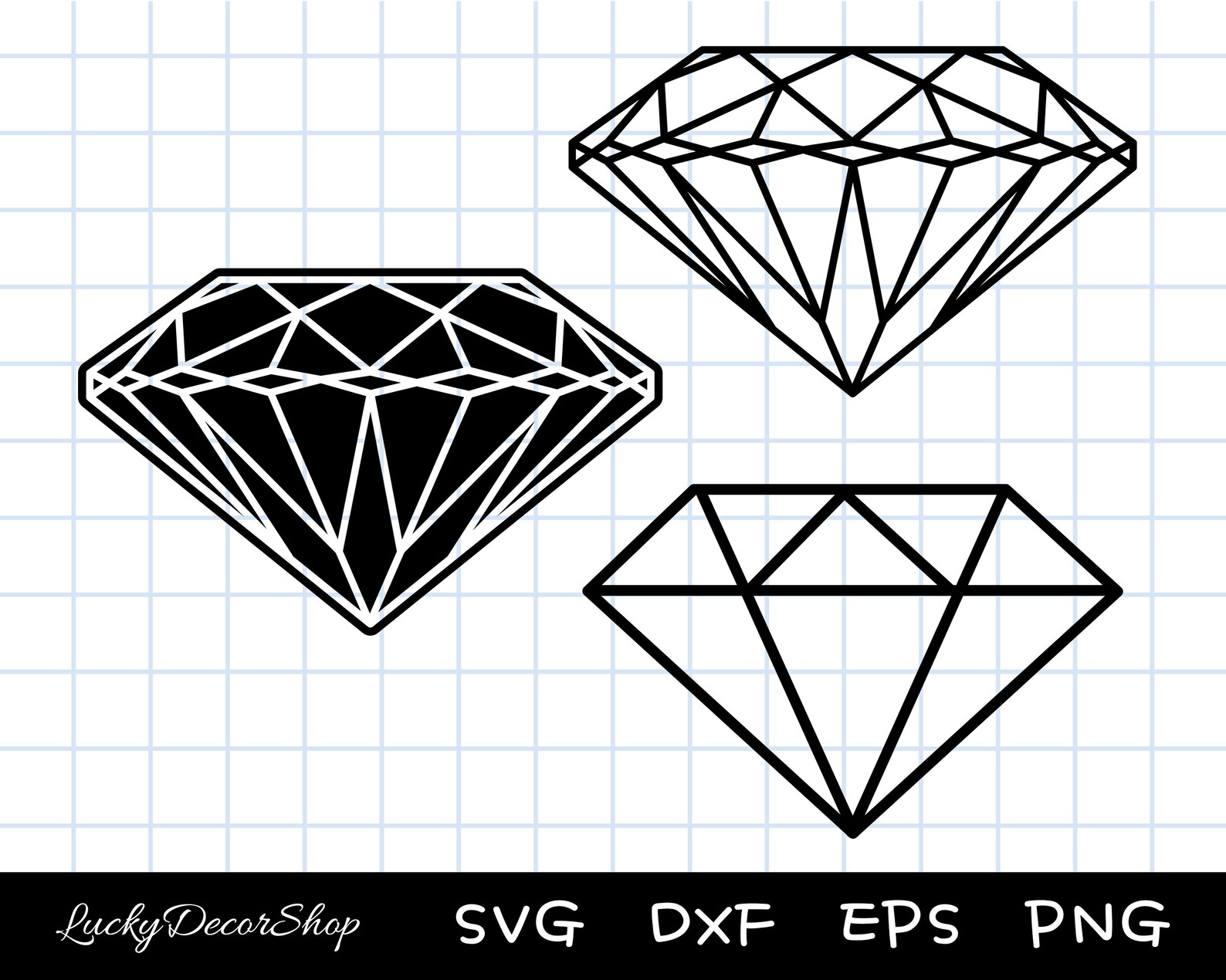 Diamond SVG Diamond Cut Files Diamond Clipart Instant - Etsy