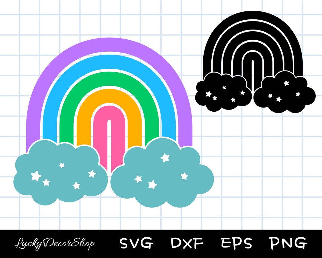 Rainbow SVG, Rainbow and Cloud SVG, Cloud and Star Svg, Cloud Cut File ...