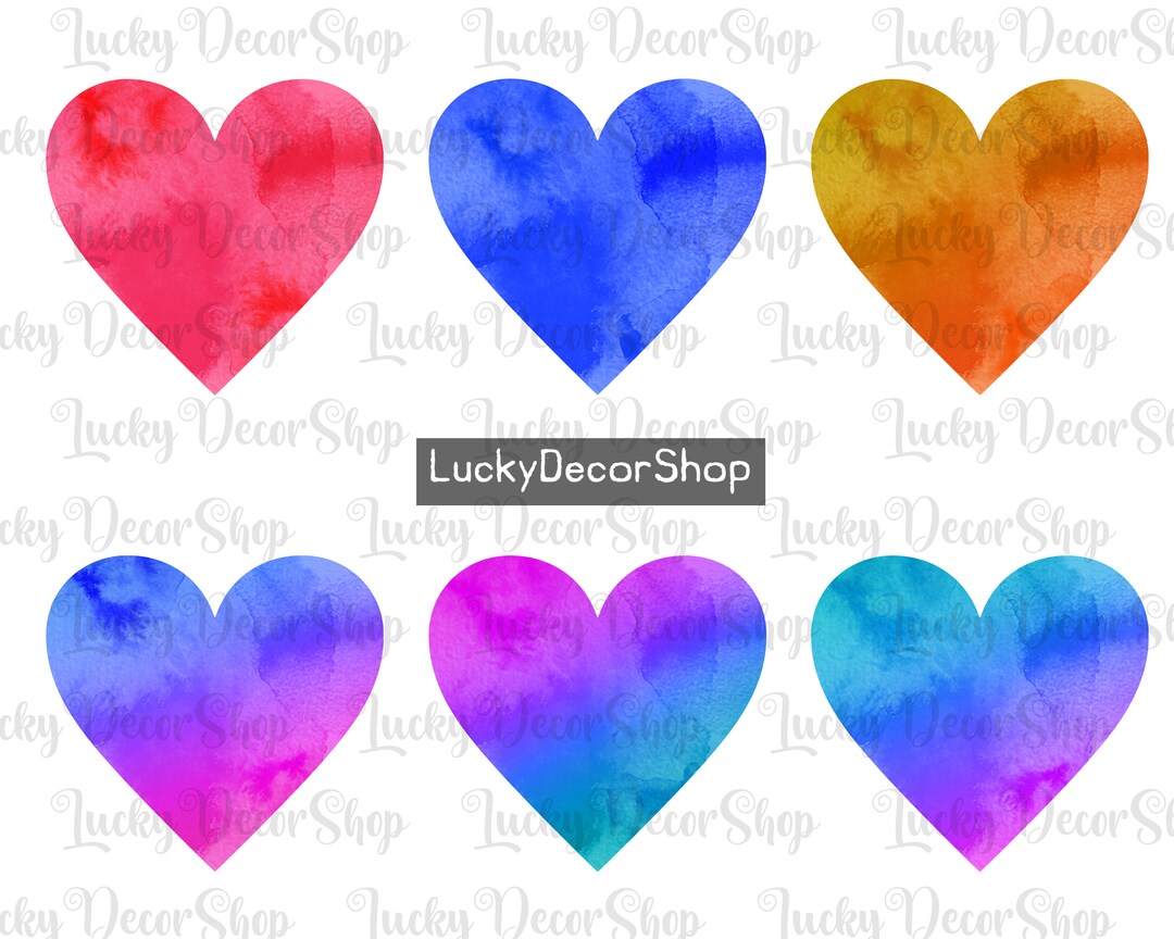 Watercolor Heart Clip Art Hearts Watercolor PNG Watercolor - Etsy