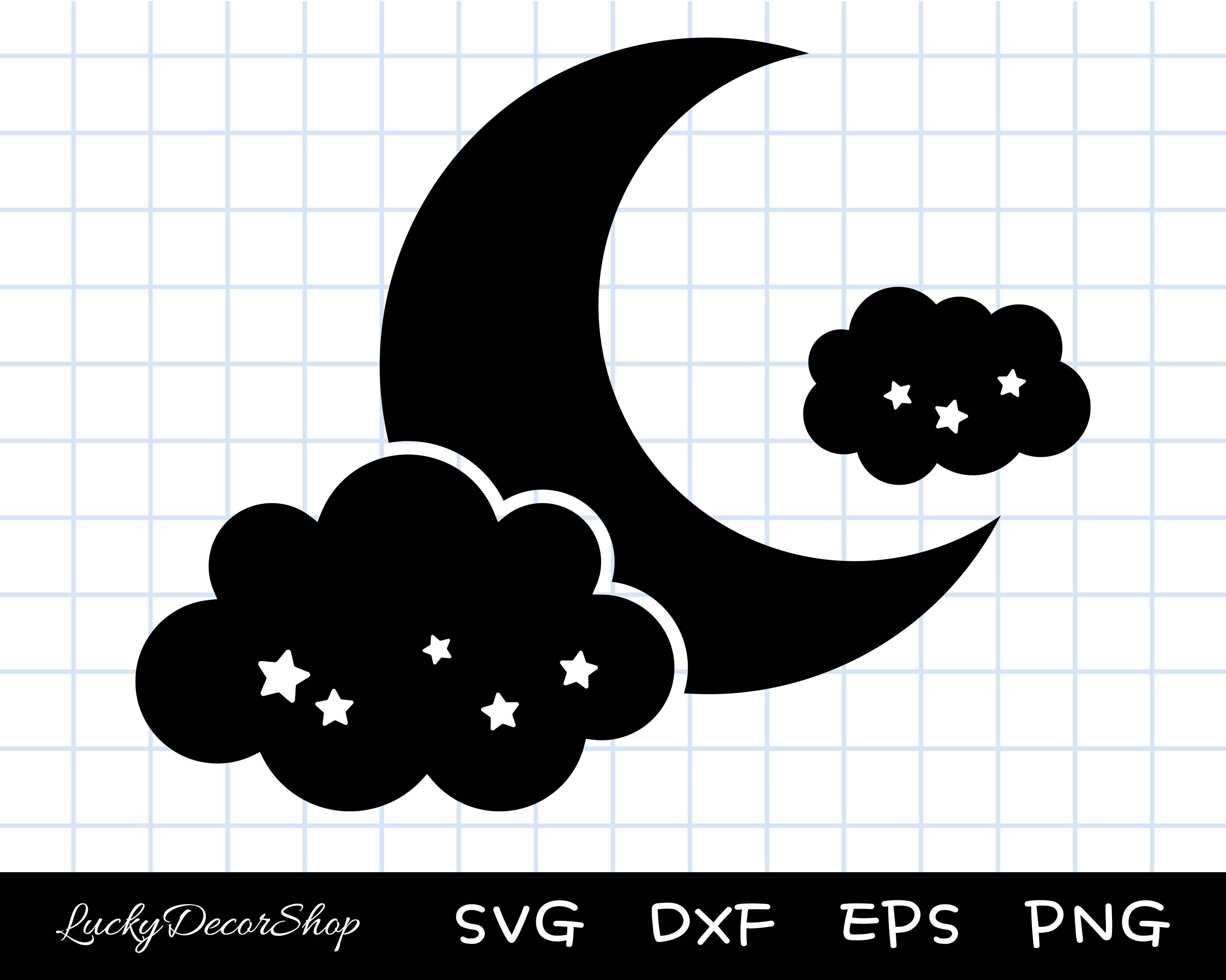 Moon and Cloud SVG: Starry Night Cut File (digital Download) - Etsy