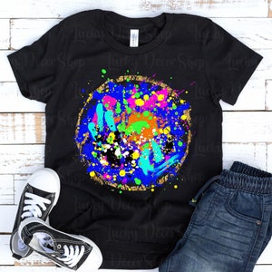 Neon Paint Splatter PNG Background: Sublimation Design (digital ...