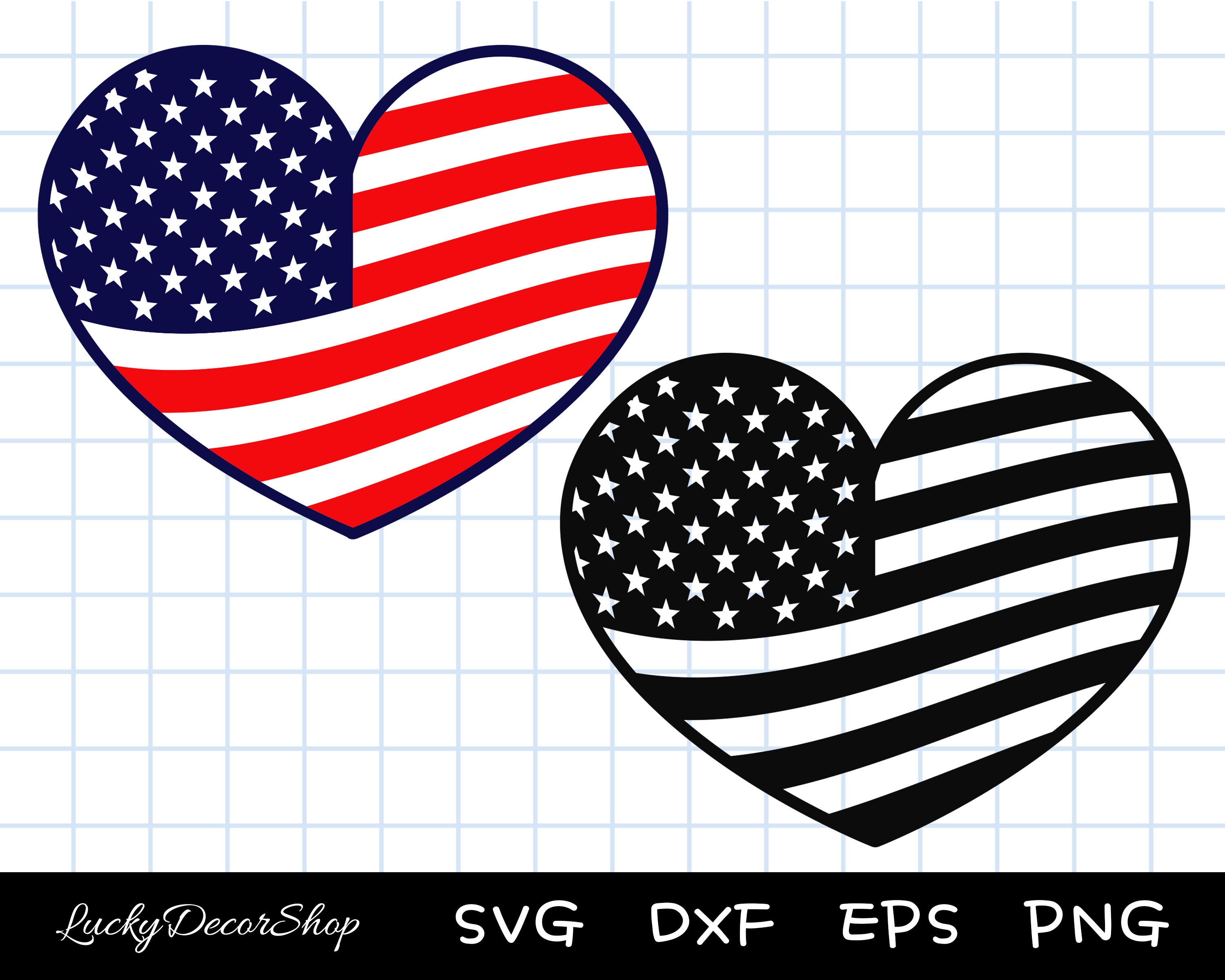 American Flag Svg USA Flag Cut File American Flag Svg Heart | Etsy
