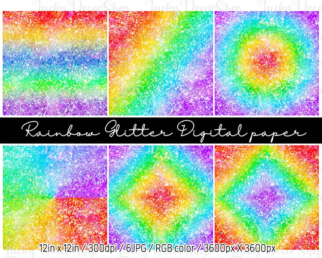 Rainbow Glitter Digital Paper, Glitter Background, Instant Download - Etsy