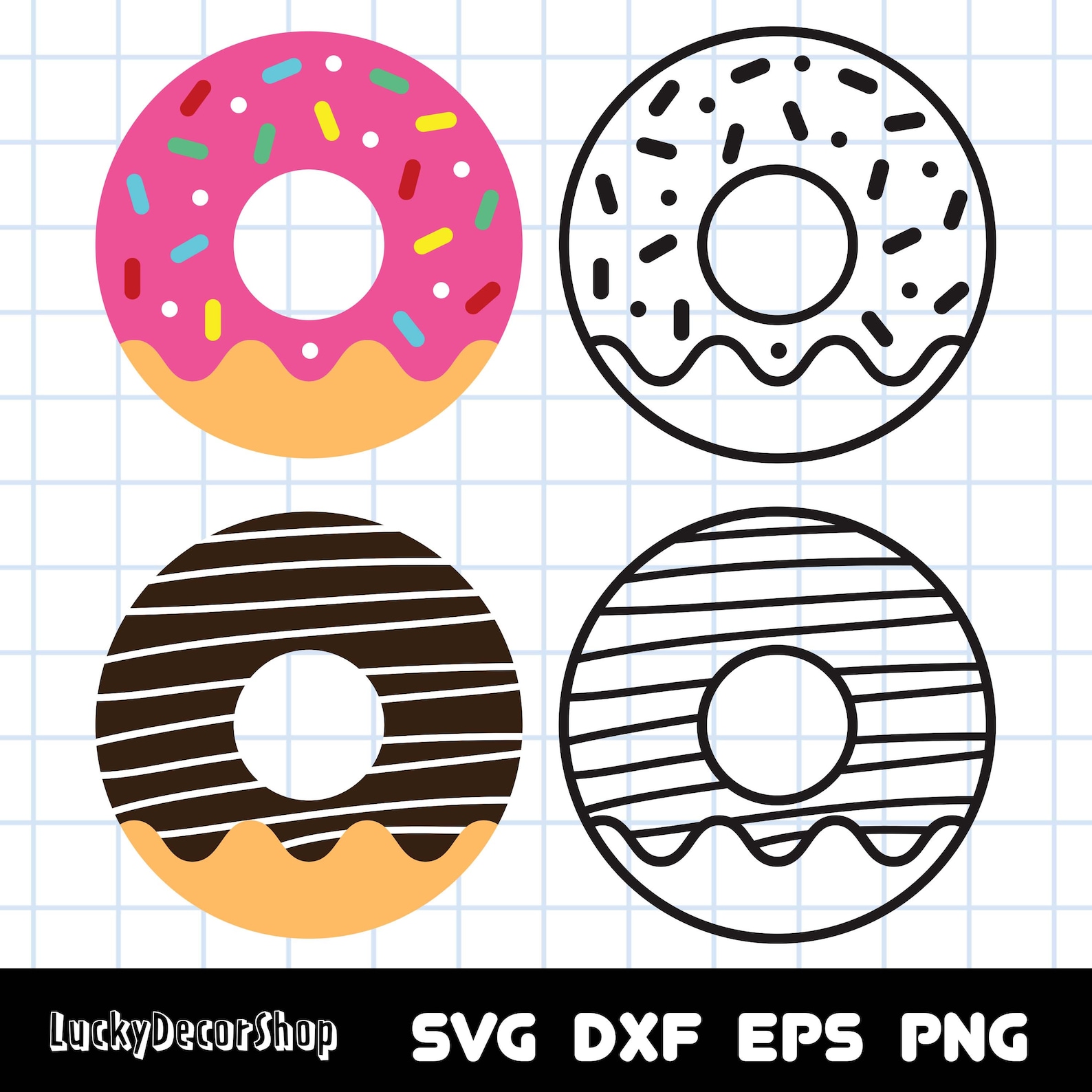 Donut SVG, Doughnut SVG, Donut Cut File, Donut Clipart, Svg, Dxf, Eps ...