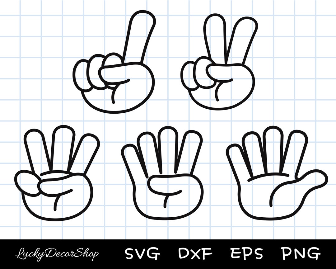 Finger Counting Hand Gesture SVG Clipart: Cut Files (digital Download ...