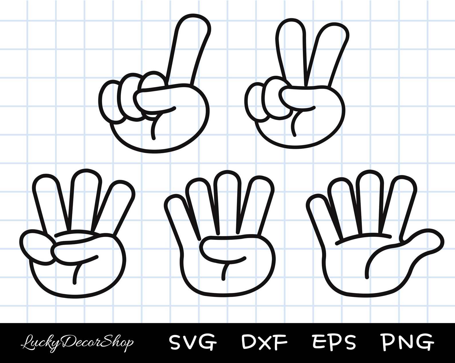 Finger Counting Hand Gesture SVG Clipart: Cut Files (digital Download ...
