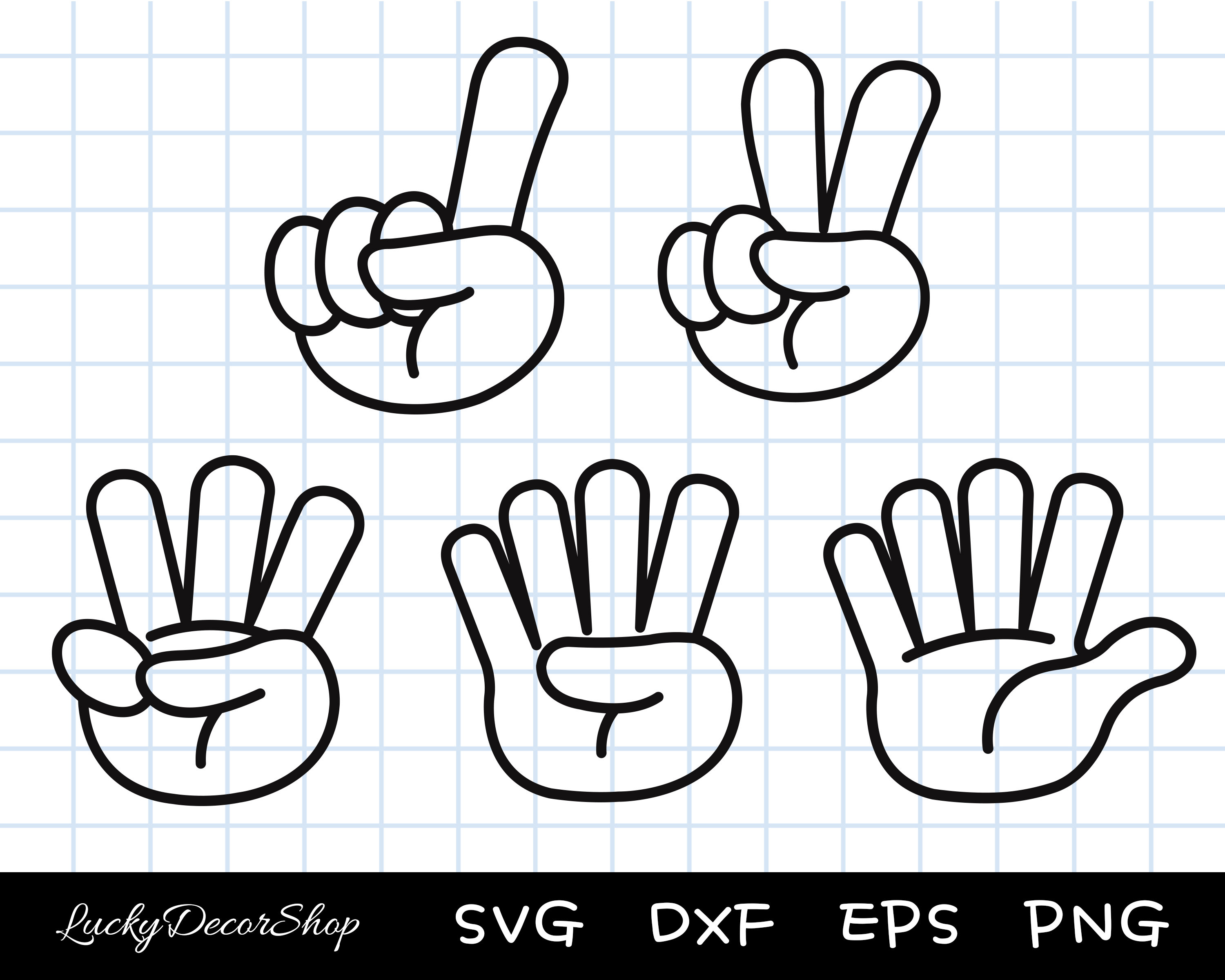 Finger Count SVG, Hand Count SVG, Hand Peace Sign, Hand Gesture Svg ...