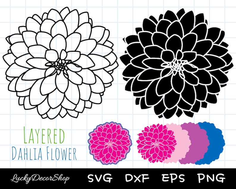 Dahlia SVG, Layered Flower Svg, Flower Svg, Silhouette, Cricut, Cut ...