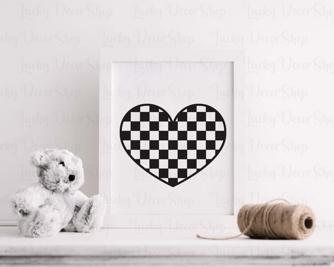 Checkered Heart SVG: Cut Files for Cricut, Silhouette (digital Download ...