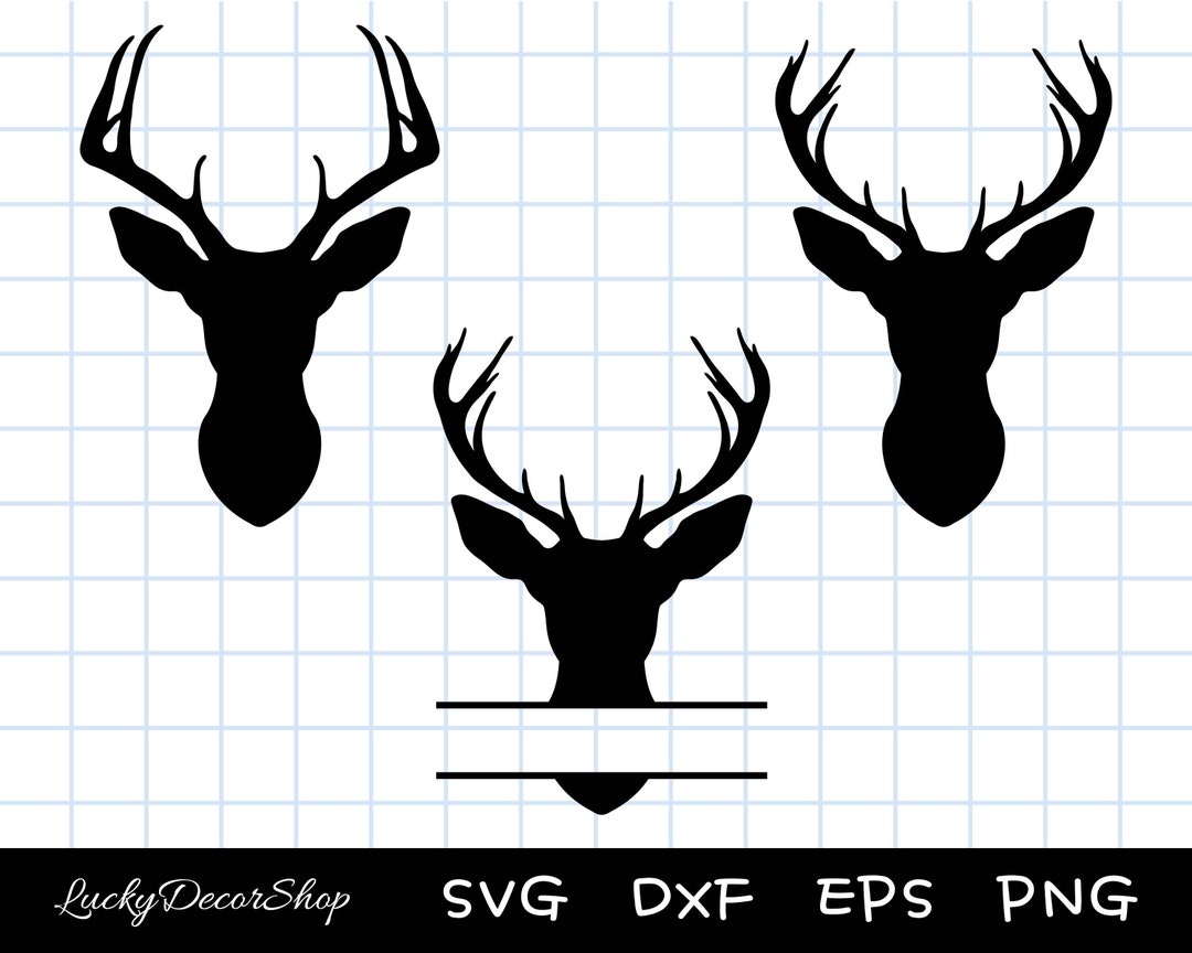 Deer Head SVG, Deer Split Monogram, Deer Svg, Cut Files, Silhouette ...