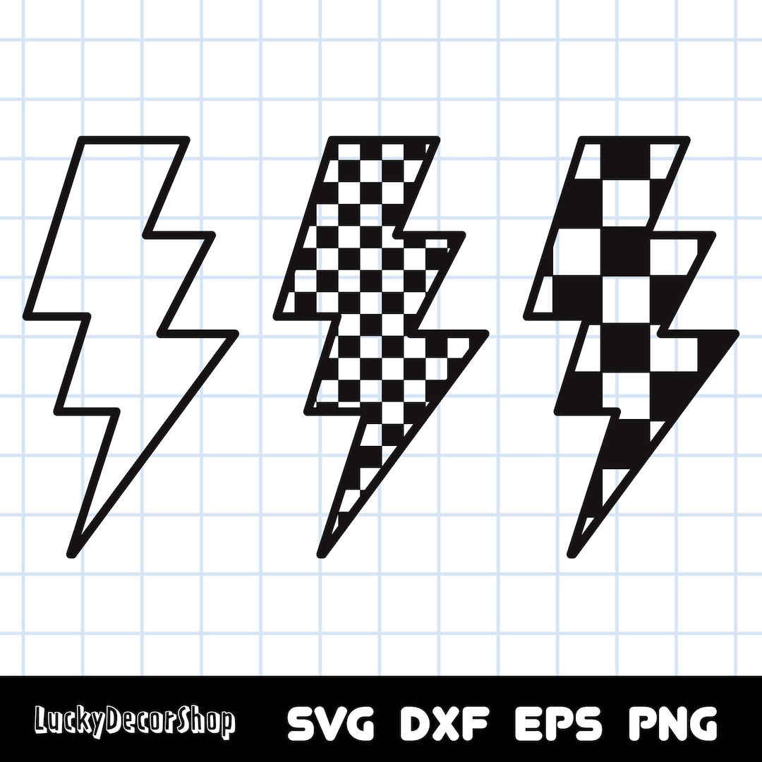 Checkered Lightning Bolt SVG: Thunder Cut Files (digital Download) - Etsy