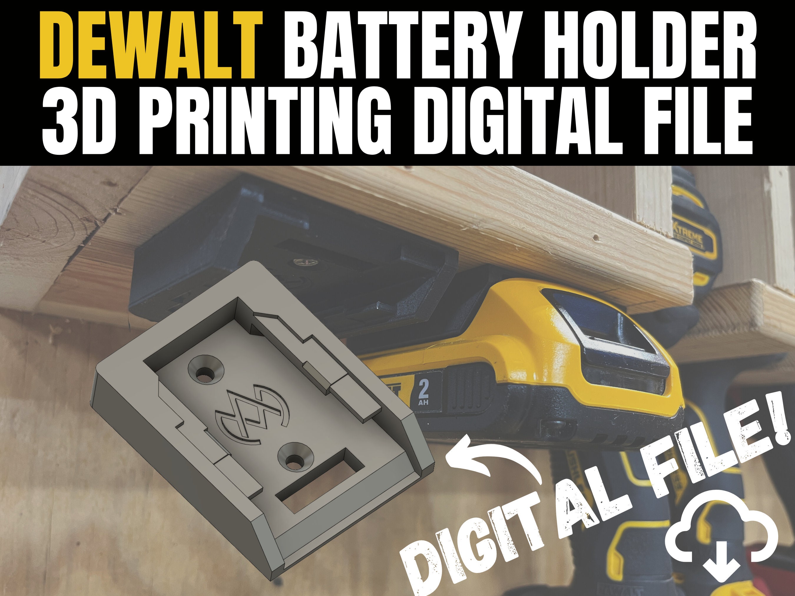 DIGITAL FILE Dewalt 20V Battery Holder / Mount .stl File - Etsy