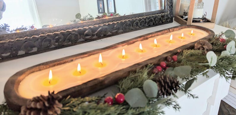 Extra Large Dough Bowl Candle: Hand-carved Spanish Oak , All Natural ...