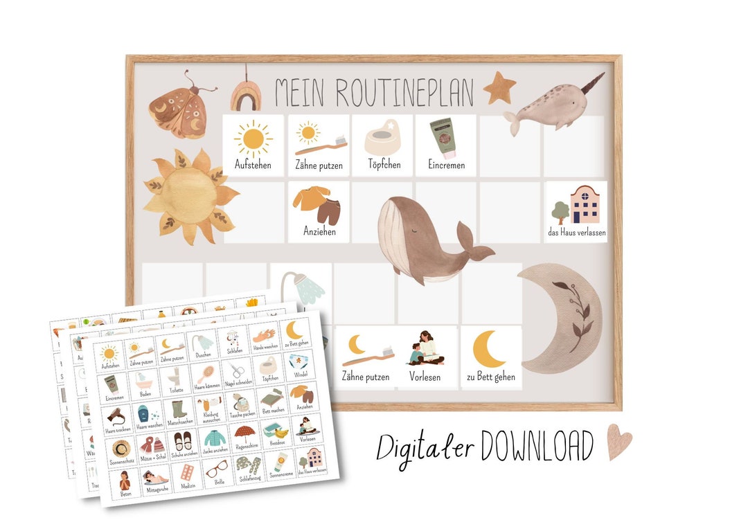 Morning and Evening Routine for Children to Print, Routine Plan Boho ...