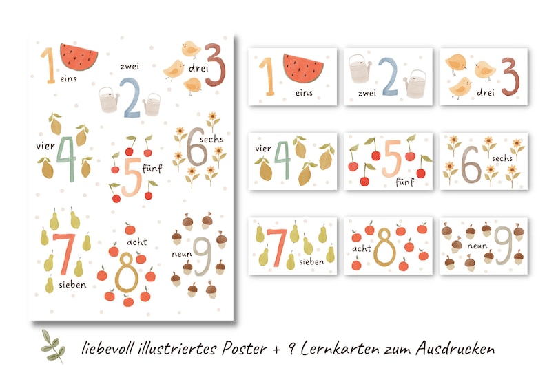 Number Posters and Flash Cards Numbers 1-9 Pdf, Montessori Numbers and ...