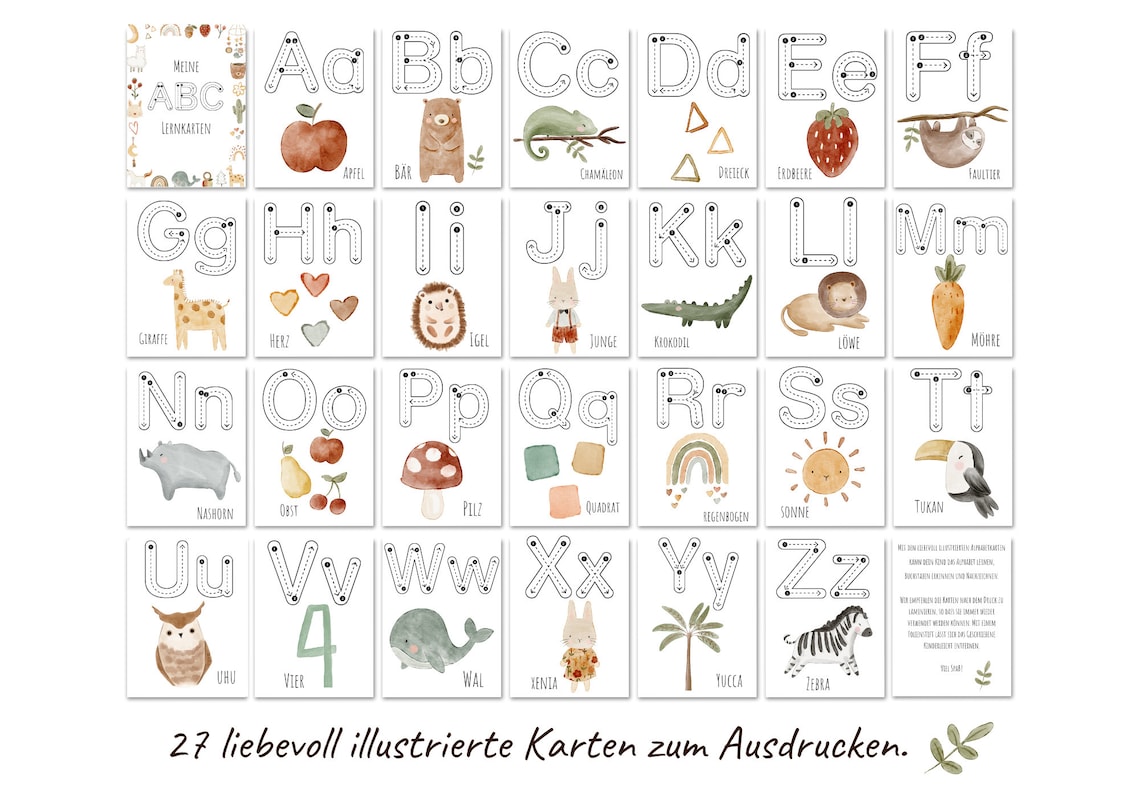 Alphabet Learning Cards to Print Out Pdf, First Writing, Tracing ...