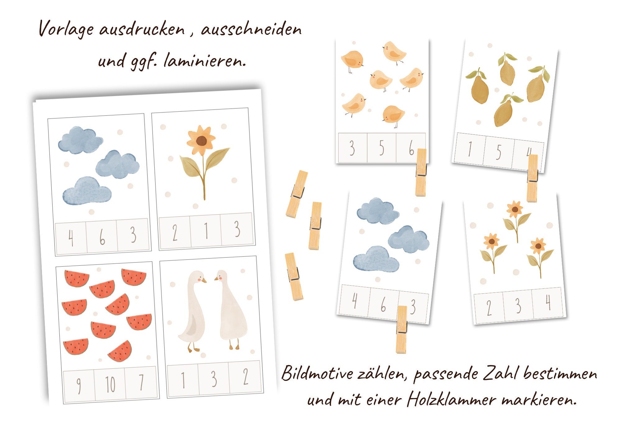 Clip Cards Numbers and Number Posters to Print Out, Learning to Count ...