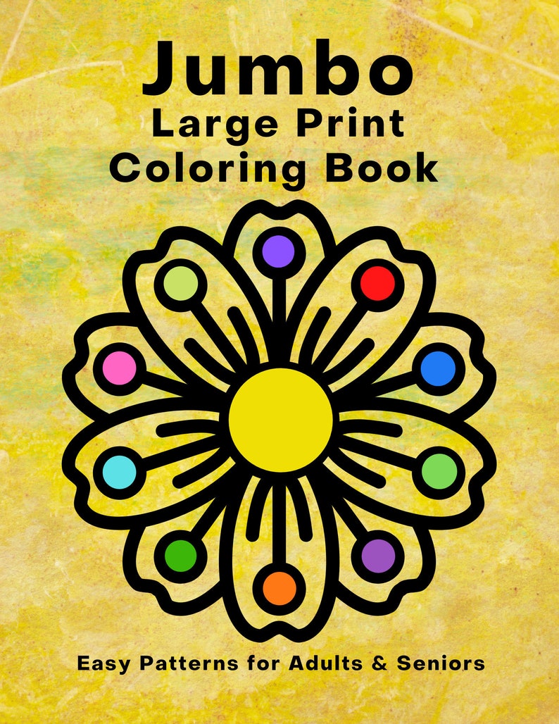 Jumbo Large Print Coloring Book Easy Mandala Patterns Extra Bold Lines ...