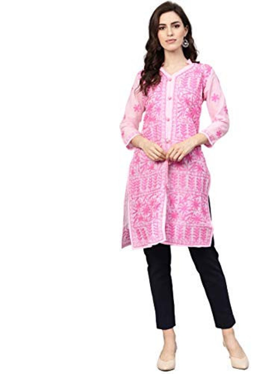 Beautiful Dark Pink Kurta for Women,handmade Kurti,stylish Kurta Women ...