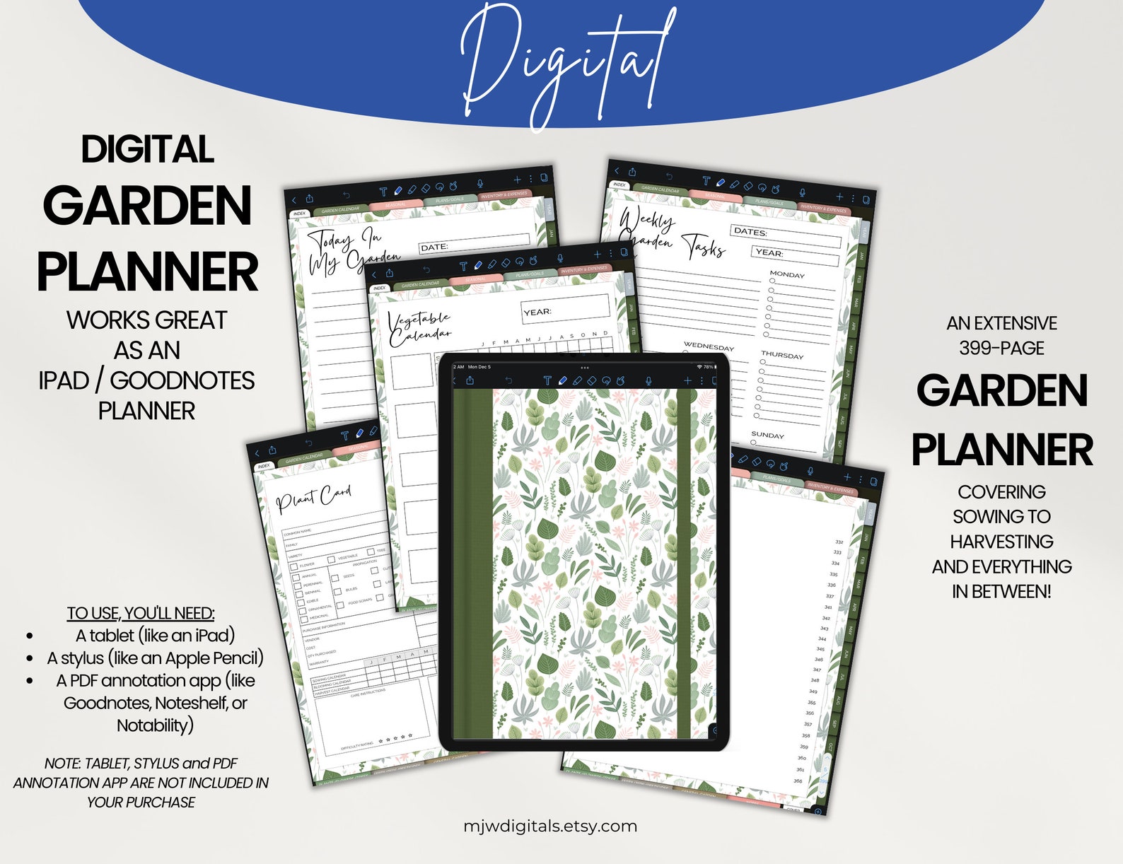 Gardening Digital Planner, iPad Garden Journal, Goodnotes Planner (PDF ...