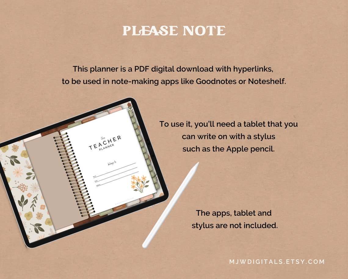 Teacher Planner Digital Planner Teacher Planner Goodnotes - Etsy