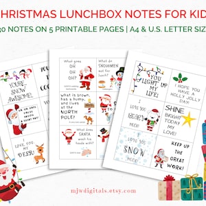 Christmas, Lunchbox Notes for Kids, Printable, 30 Christmas Lunch Box ...