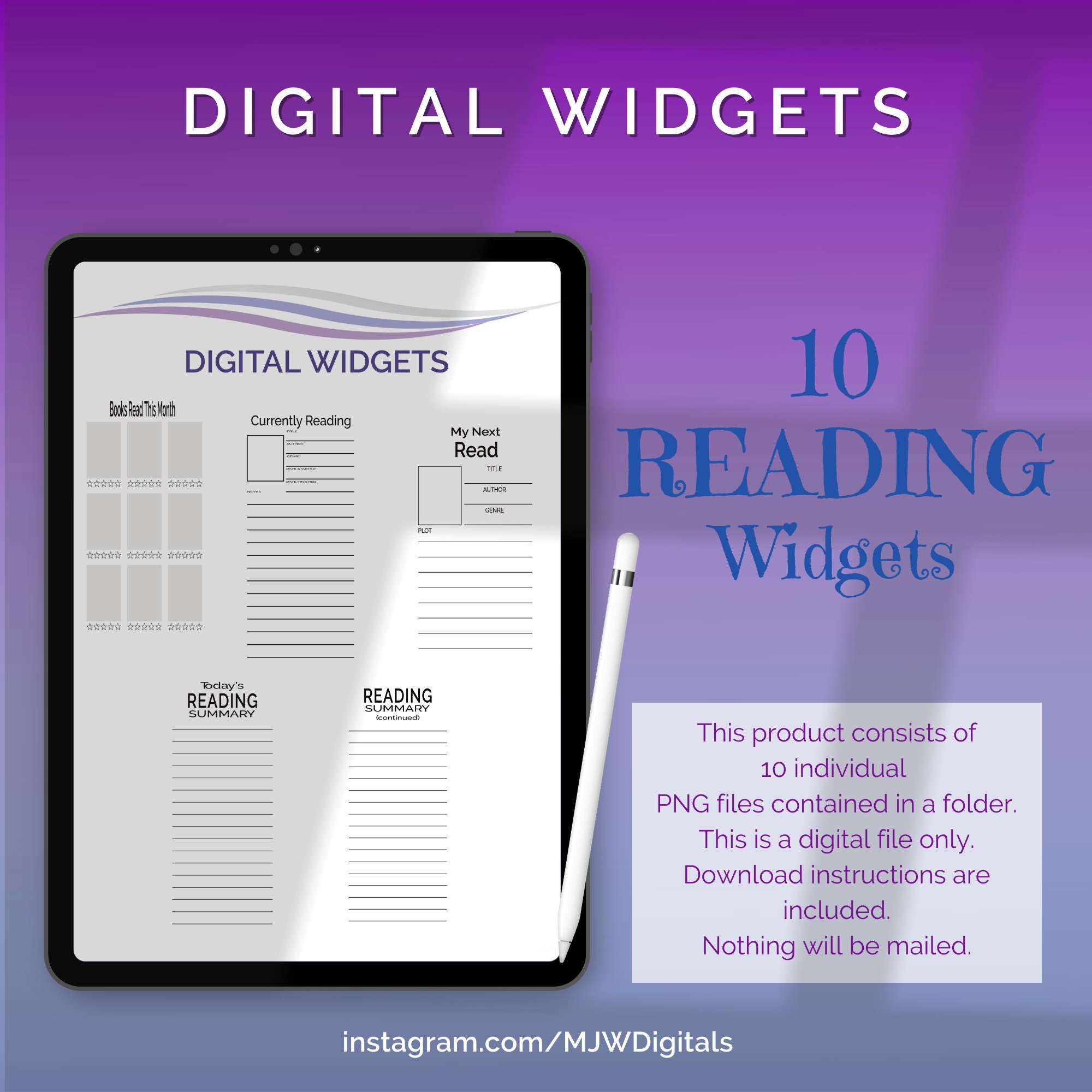 Digital Widgets, Digital Reading Stickers, Reading Widgets, Book Tracker, Digital Planners ...