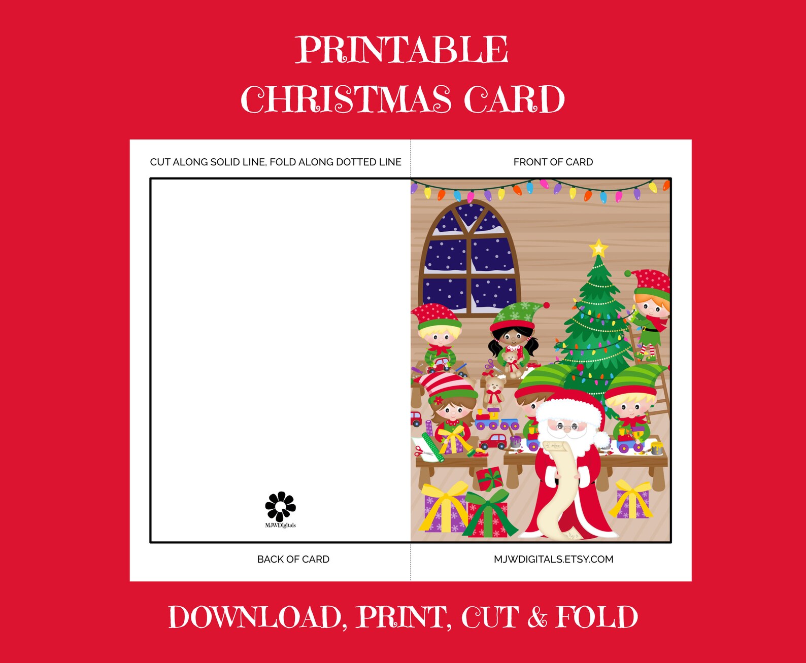 Christmas Card, PRINTABLE, Santa, Fun Christmas Card, INSTANT DOWNLOAD ...