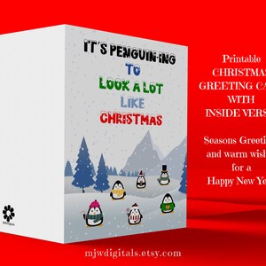 Christmas Card, PRINTABLE, Funny Christmas Card, Penguin, INSTANT ...
