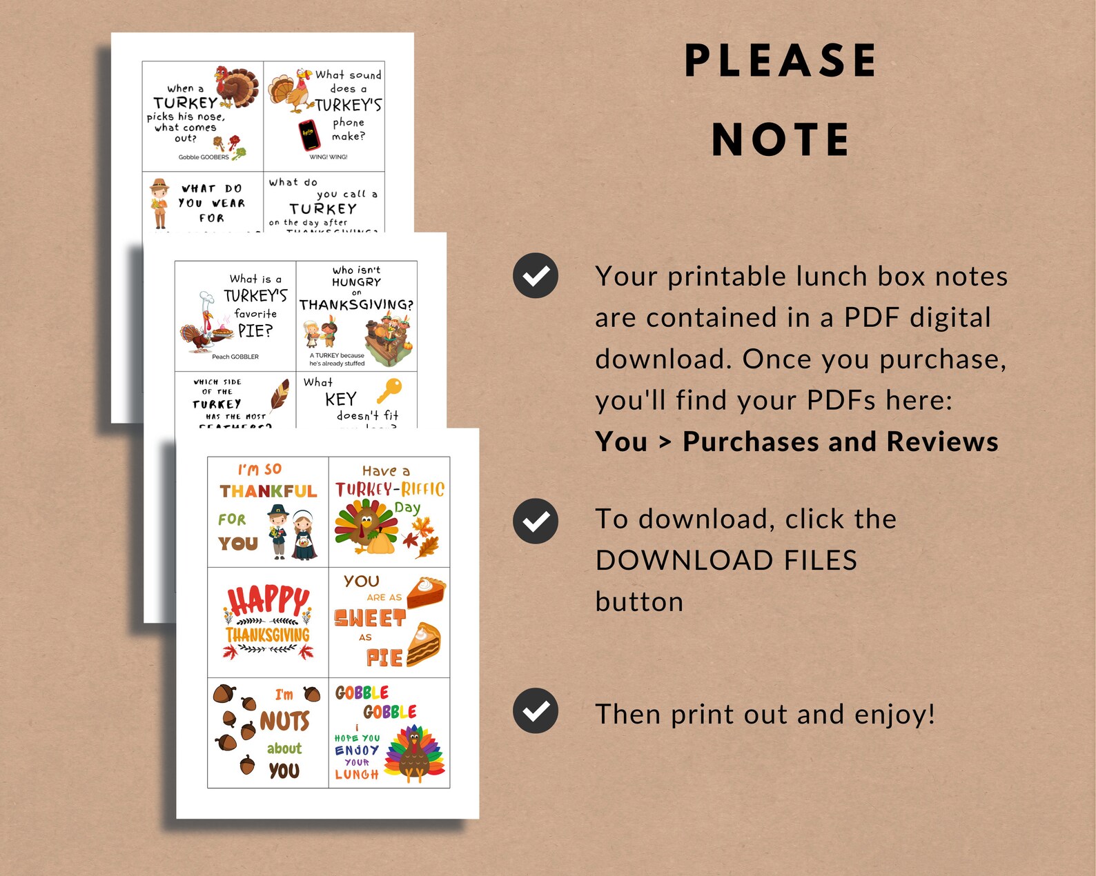 Thanksgiving, Lunchbox Notes for Kids, Printable, 30 Thanksgiving Lunch ...