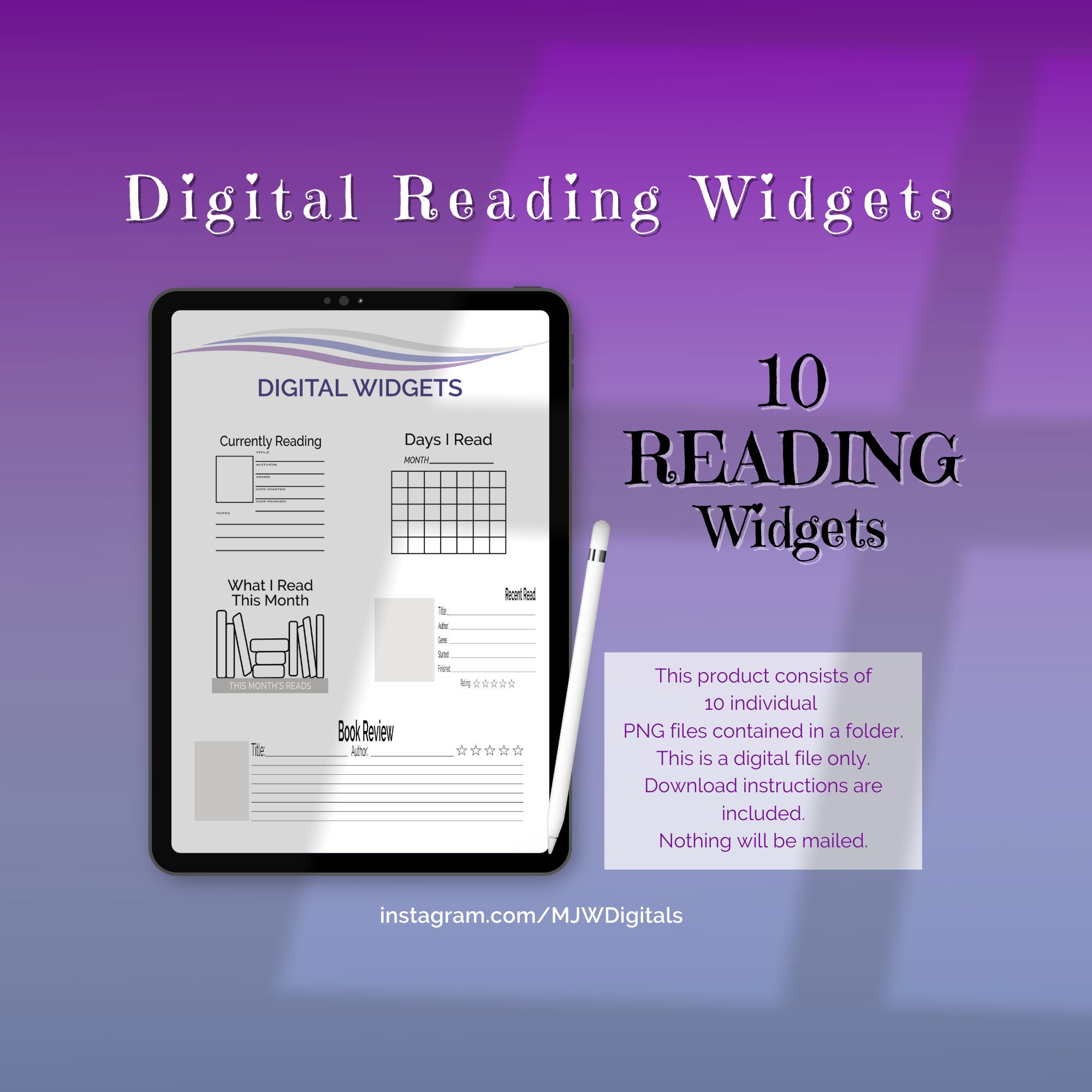 Digital Widgets, Digital Reading Stickers, Reading Widgets, Book ...