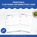 Client Profile, Customer Information Card, Printable Client Profile ...