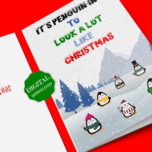 Funny Penguin Christmas Card, Printable Holiday Card (digital Download ...