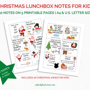 Christmas Lunchbox Notes, Jokes, Motivation (PDF) - Etsy